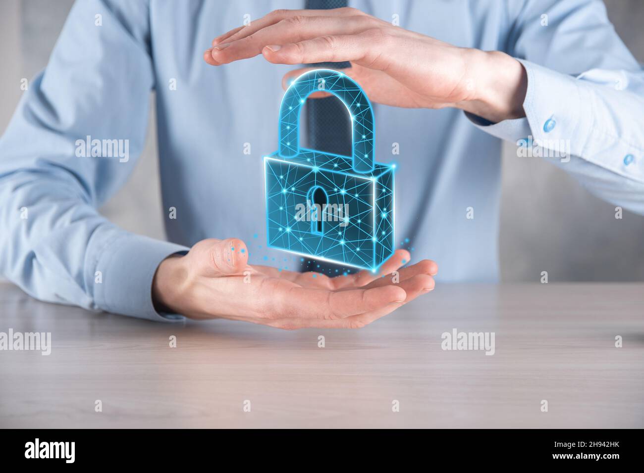 Cyber security network. Padlock icon and internet technology networking ...