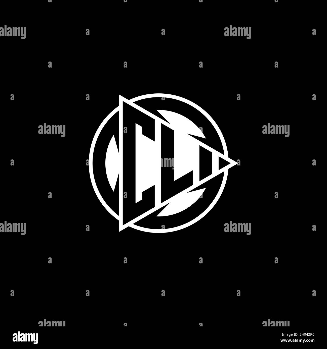 CL Monogram logo letter with triangle play shape and circle rounded ...