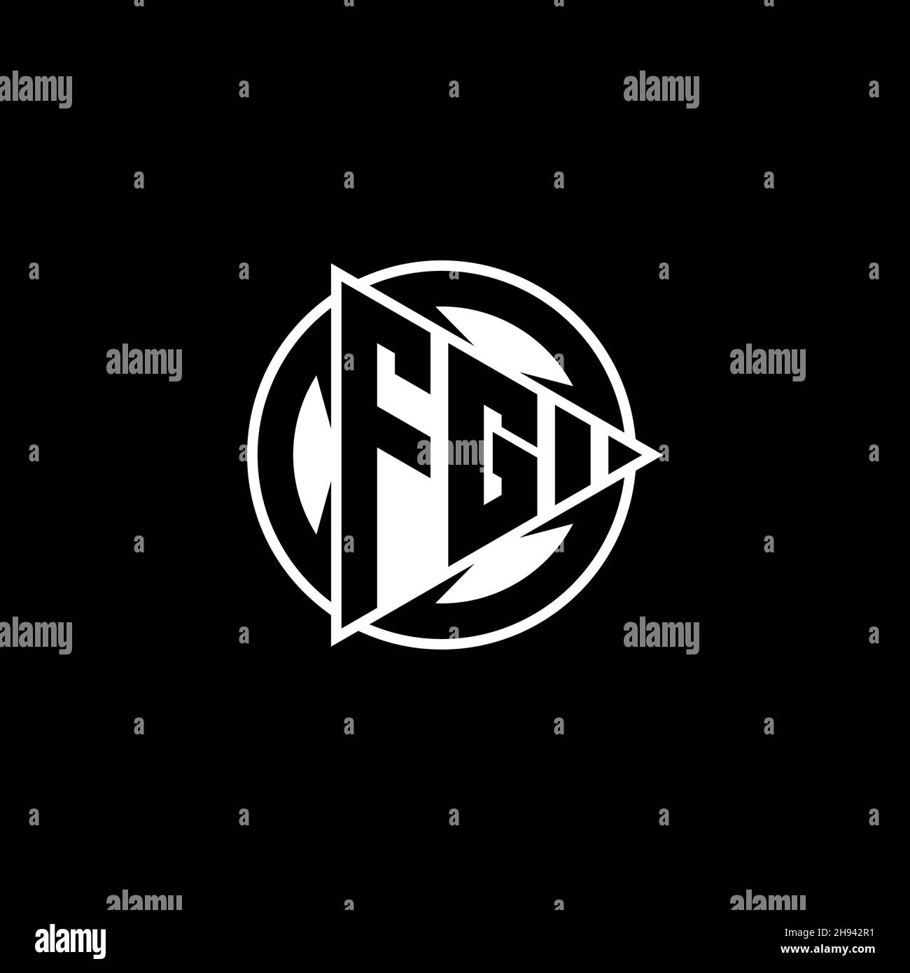 FG Monogram logo letter with triangle play shape and circle rounded ...