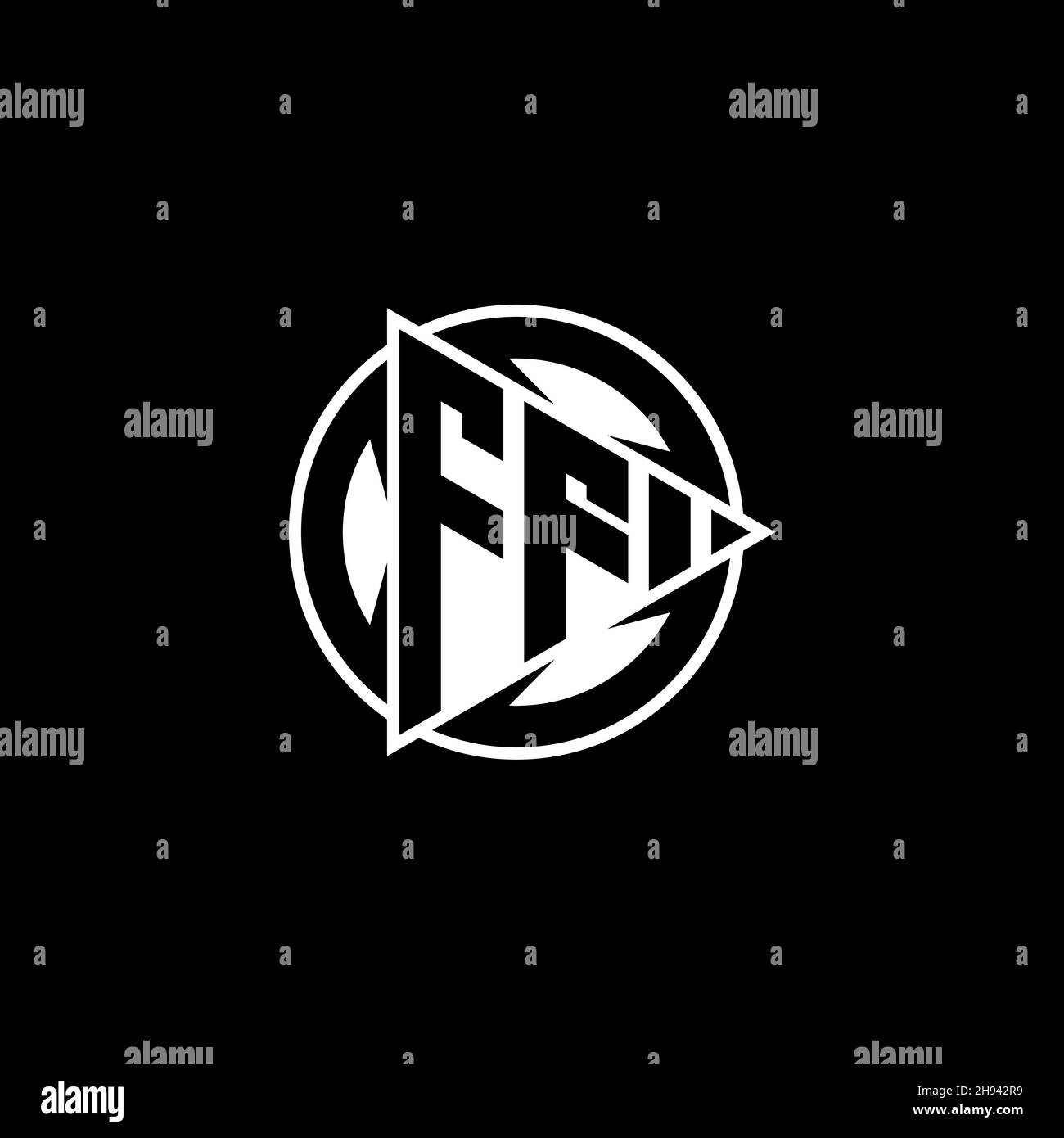 FF Monogram logo letter with triangle play shape and circle rounded ...