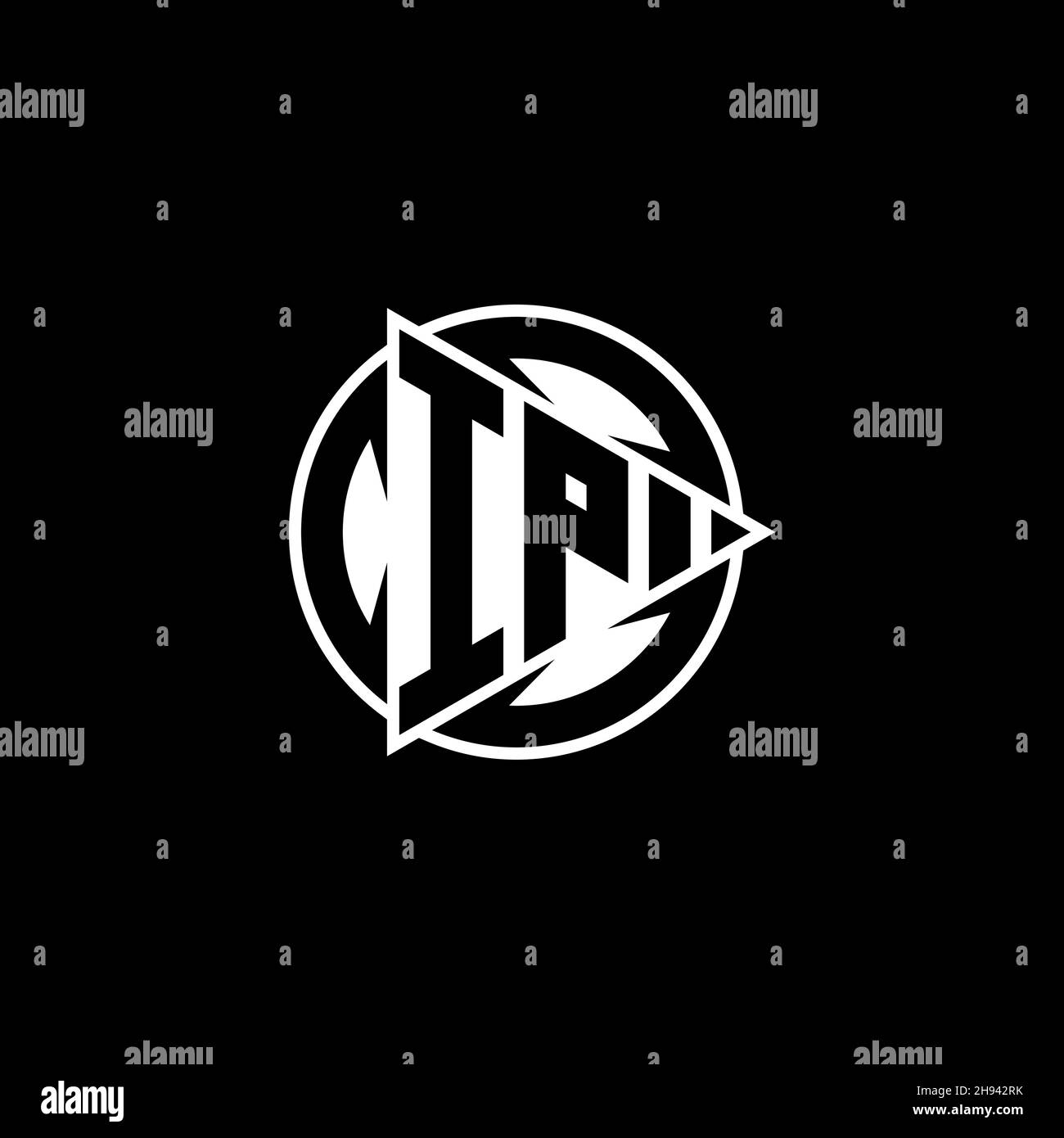 IP Monogram logo letter with triangle play shape and circle rounded ...