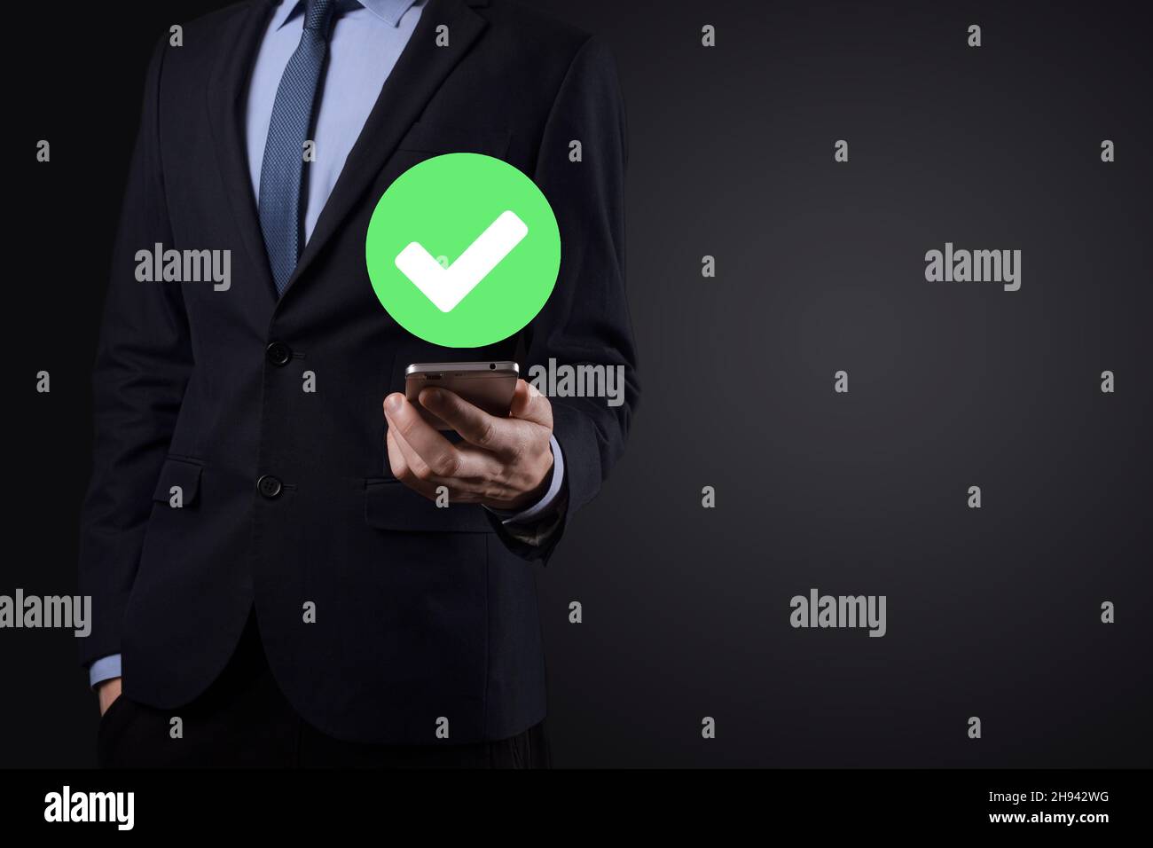 Hand holds green icon Check mark,Check Mark Sign, Tick Icon,right sign ...