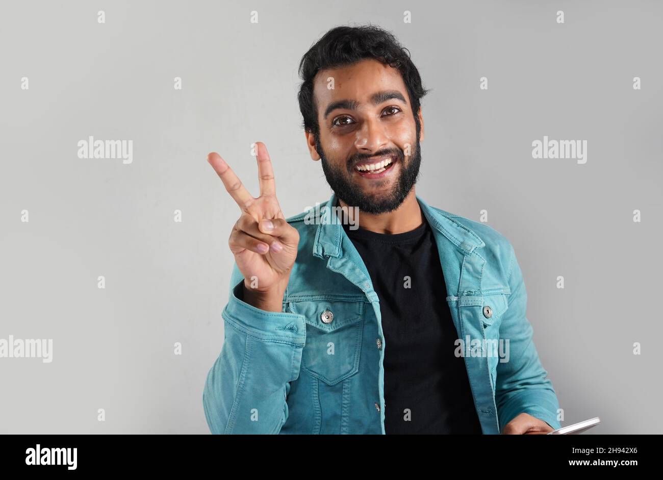 a happy man isolated in white background Stock Photo - Alamy