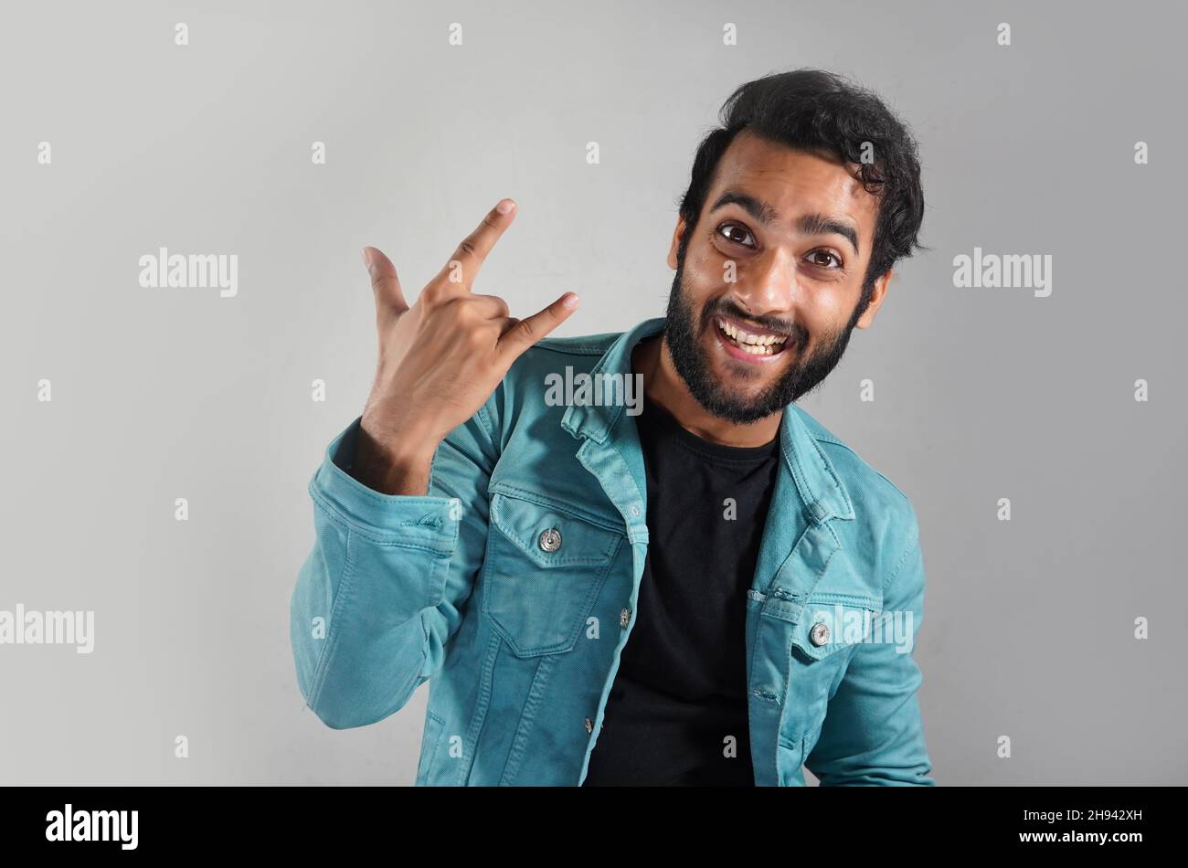 a happy man isolated in white background Stock Photo - Alamy
