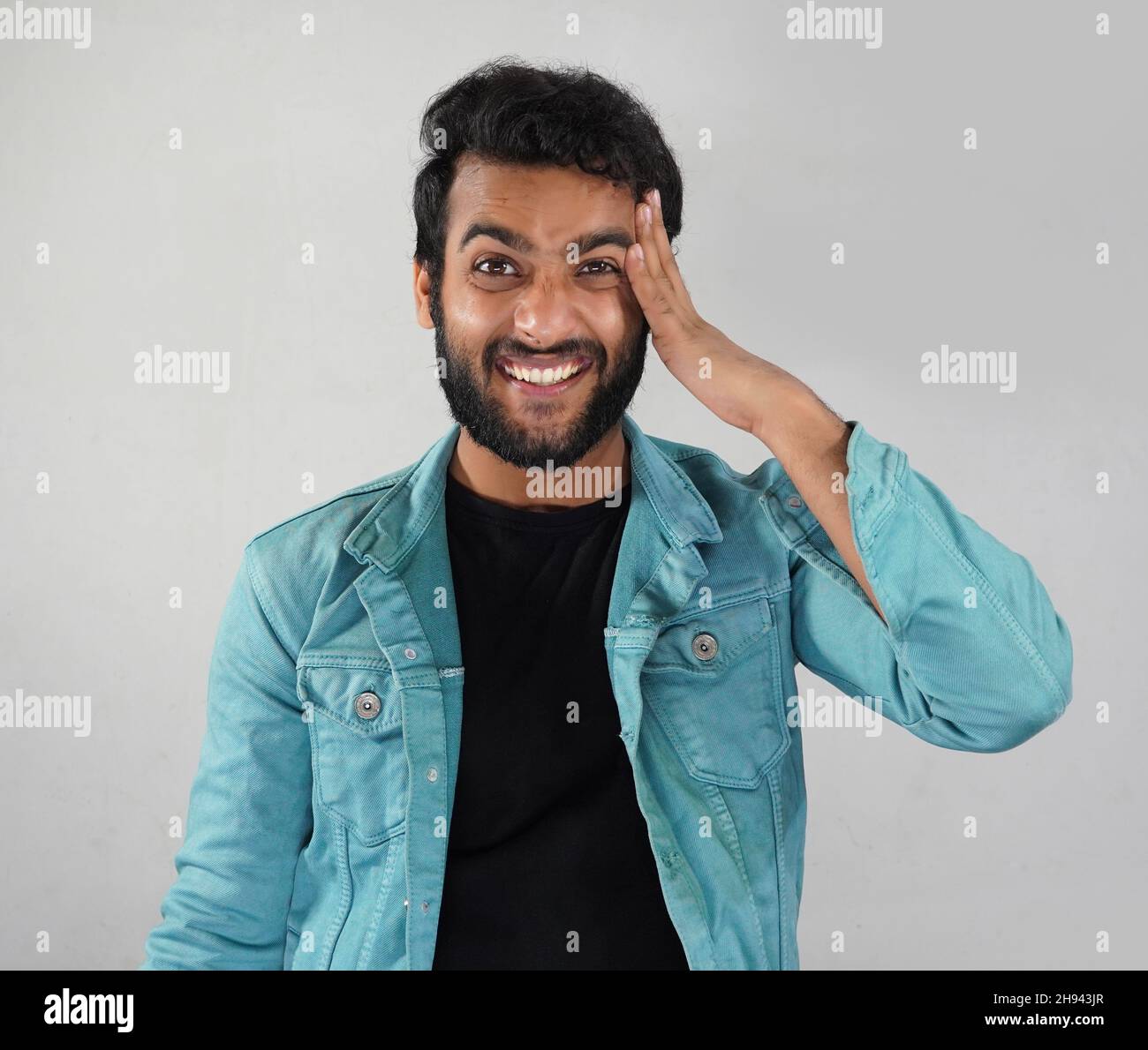 a man saying ooohhh in white background Stock Photo - Alamy