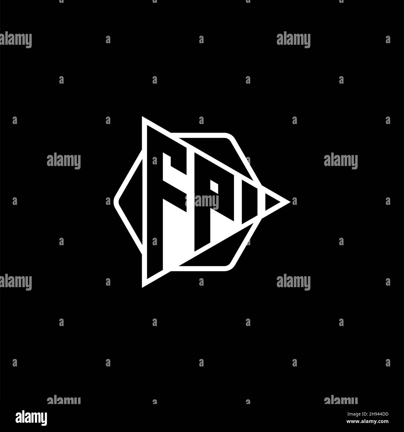 FP Monogram logo letter with triangle play button shape hexagonal ...