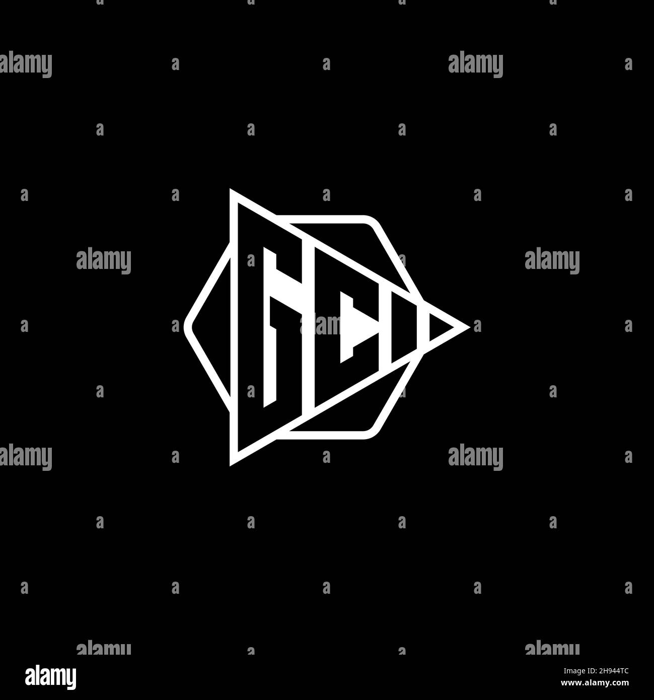 GC Monogram logo letter with triangle play button shape hexagonal rounded. Triangle circle ...