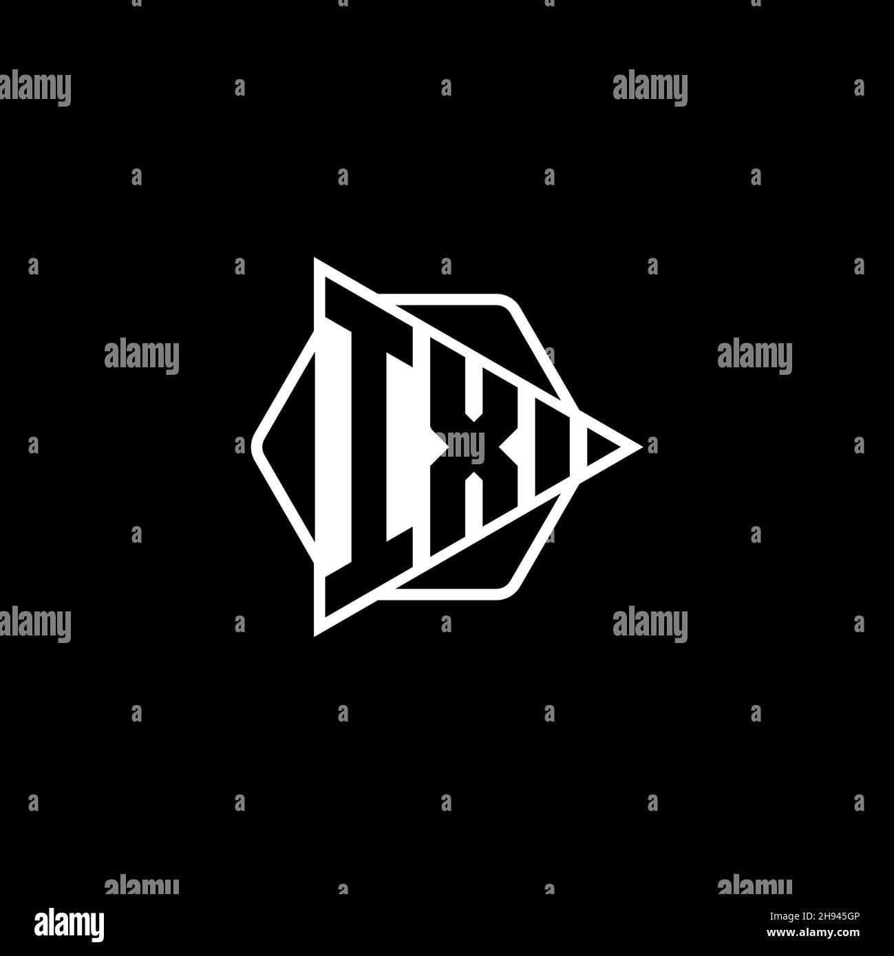 IX Monogram logo letter with triangle play button shape hexagonal rounded. Triangle circle ...