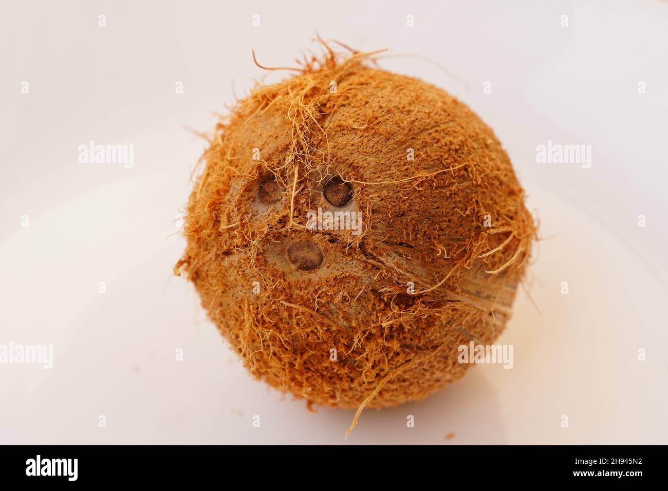 Coconut inside part on white background hd image Stock Photo - Alamy