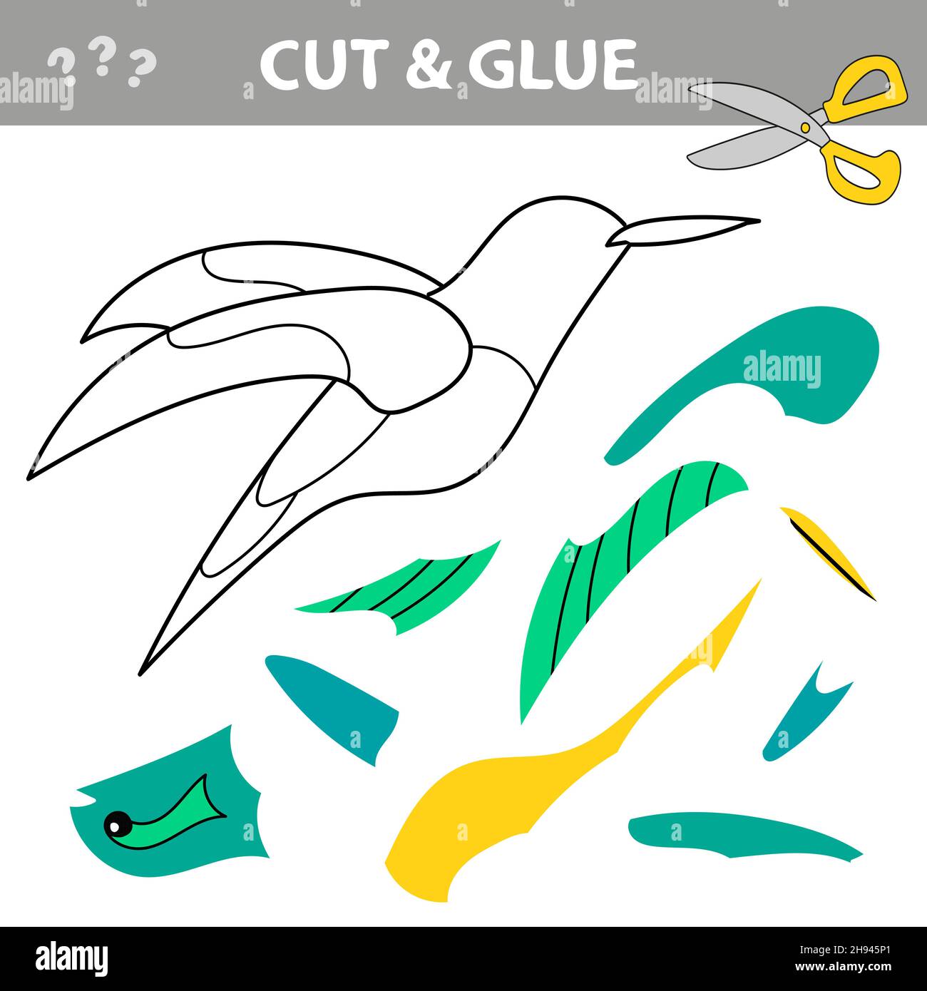 Cut and glue - Simple game for kids. Use scissors and glue and restore ...