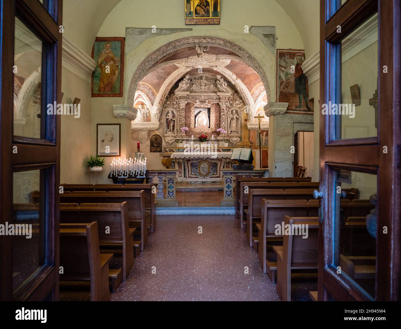 Sant’Anna della Rocca or della Porta church in Sirmione, Italy interior ...