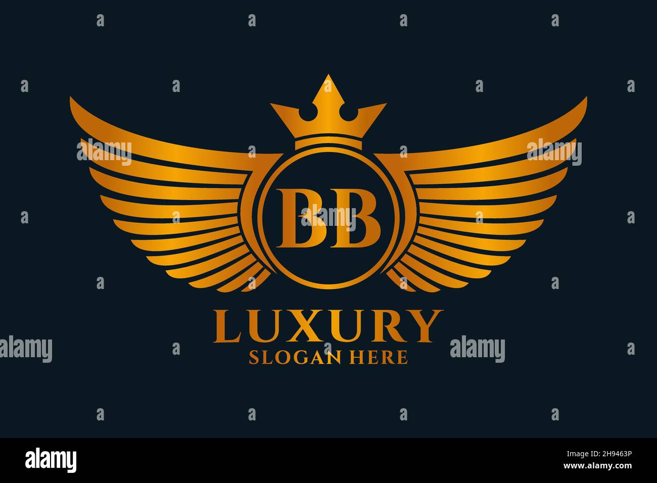 Luxury royal wing Letter BB crest Gold color Logo vector, Victory logo ...