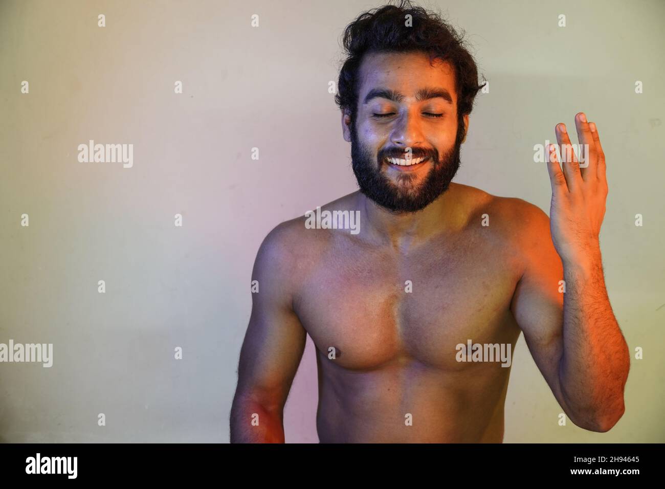 a healthy man feeling calm down Stock Photo - Alamy