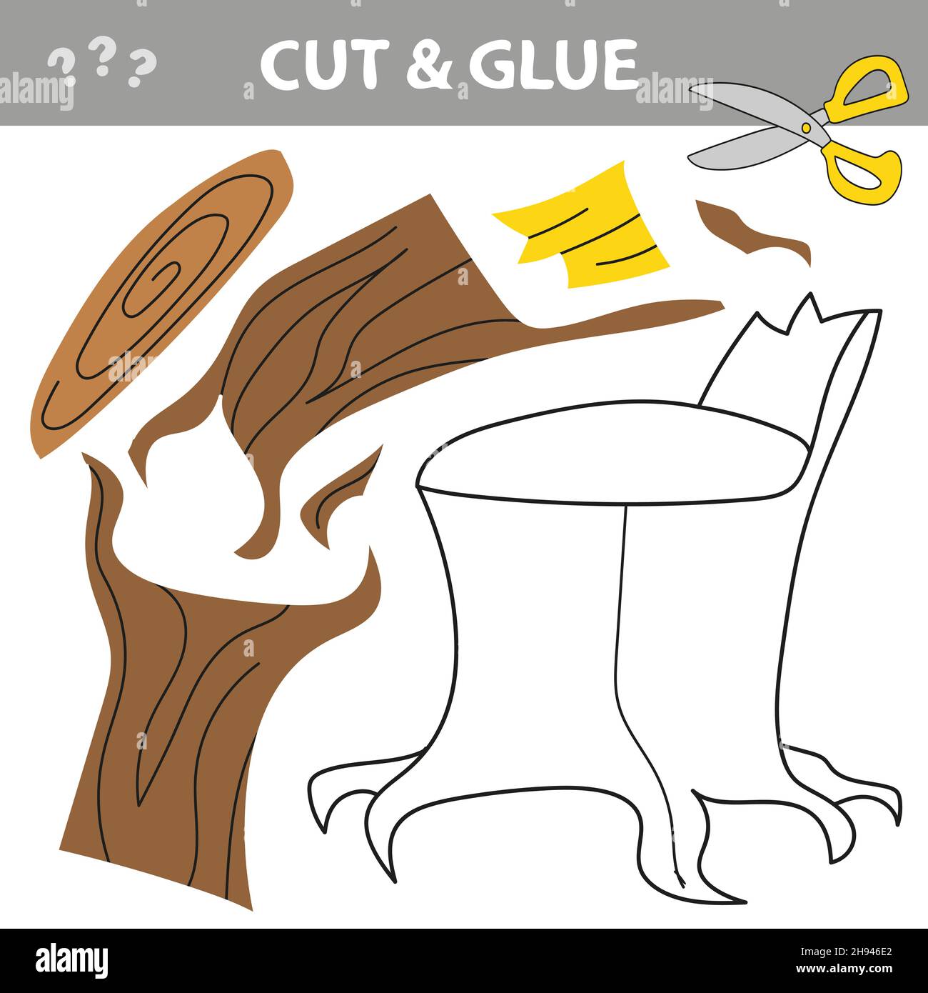 Cut and glue - Simple game for kids. Stump. Easy puzzle game for kids ...