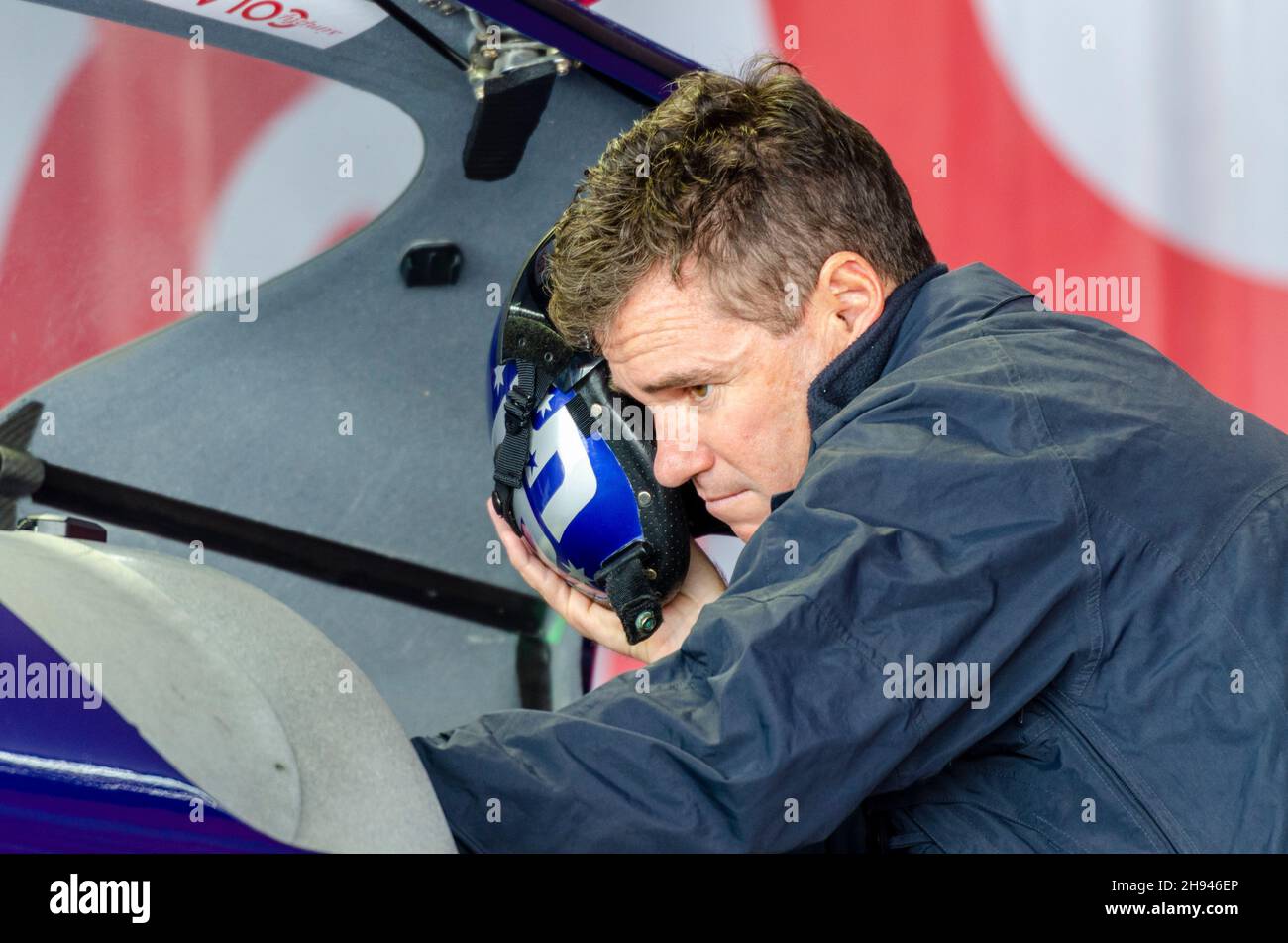 Red Bull Air Race pilot Matt Hall working on race plane at the Royal ...