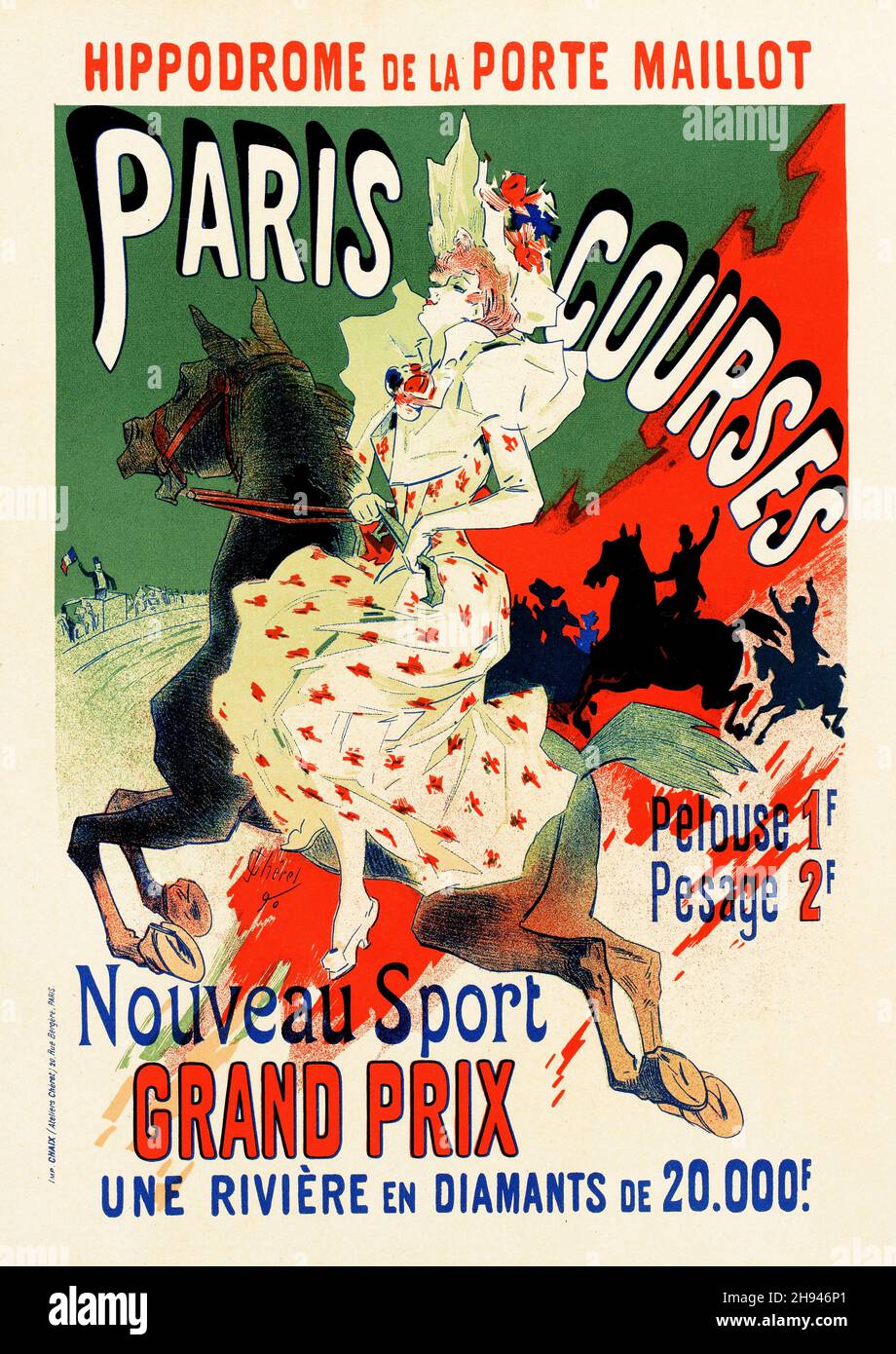 Paris Courses, Hippodrome de la Porte Maillot - Poster art by Jules ...
