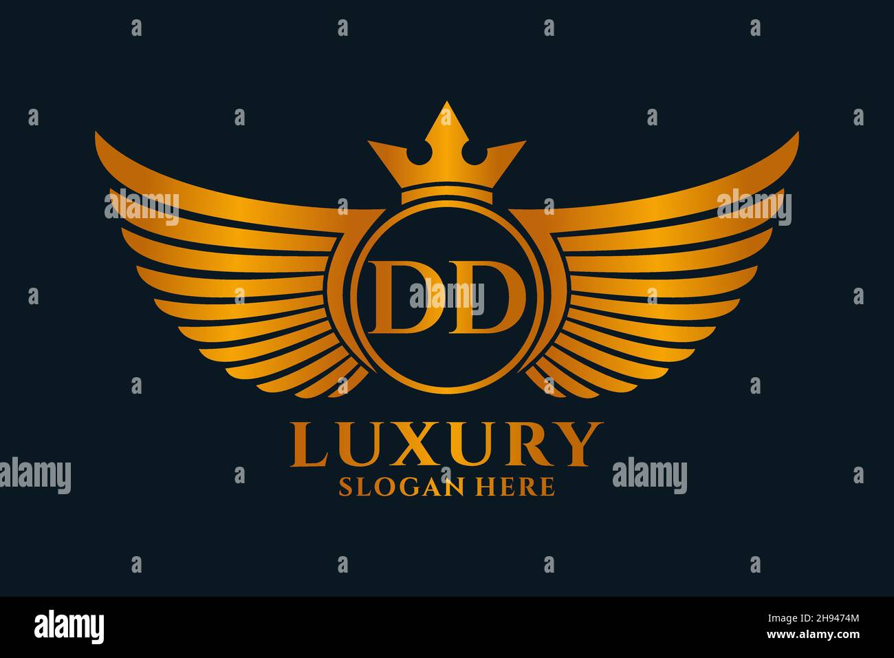 Luxury royal wing Letter DD crest Gold color Logo vector, Victory logo ...