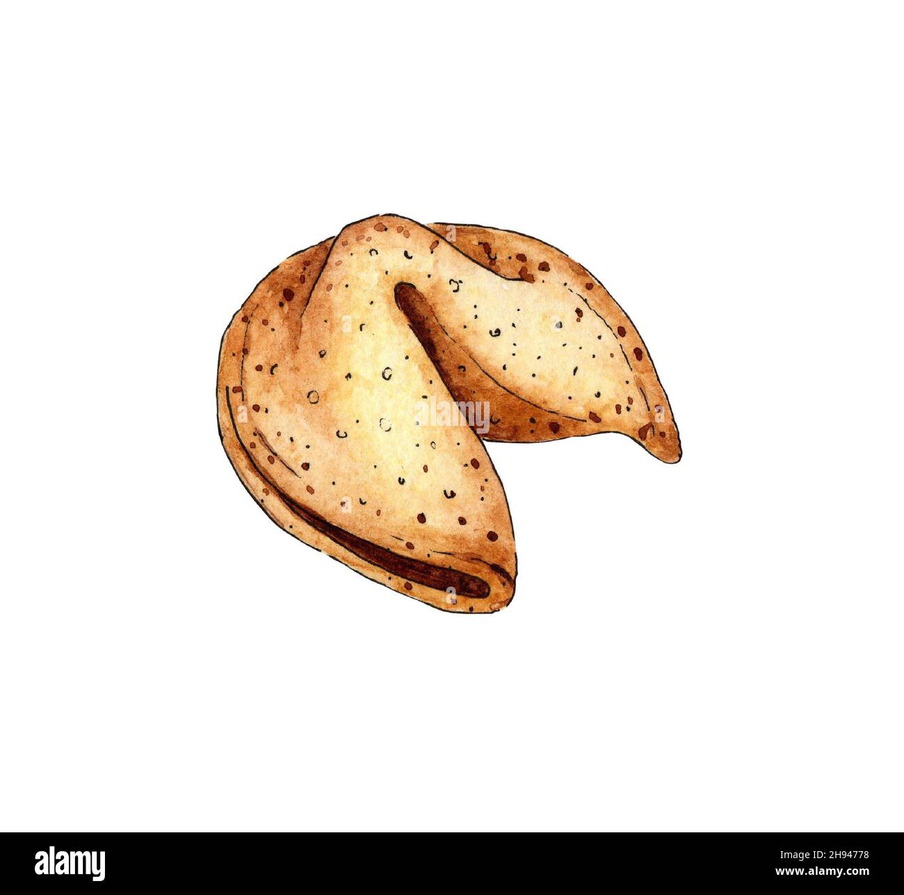 Fortune cookie watercolor painting. Chinese holiday cookies. Chinese ...