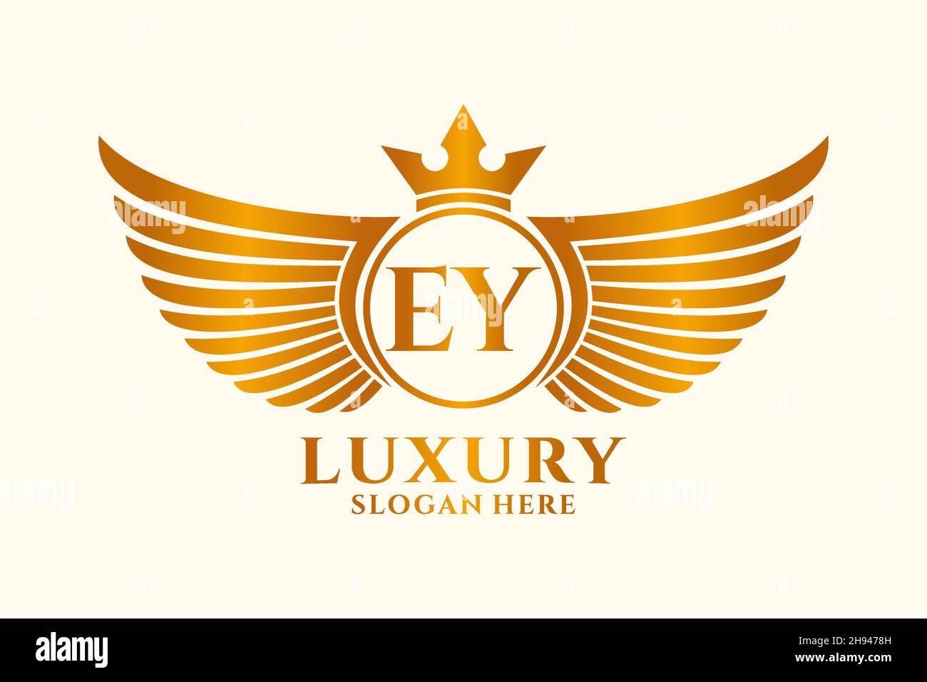 Luxury royal wing Letter EY crest Gold color Logo vector, Victory logo ...