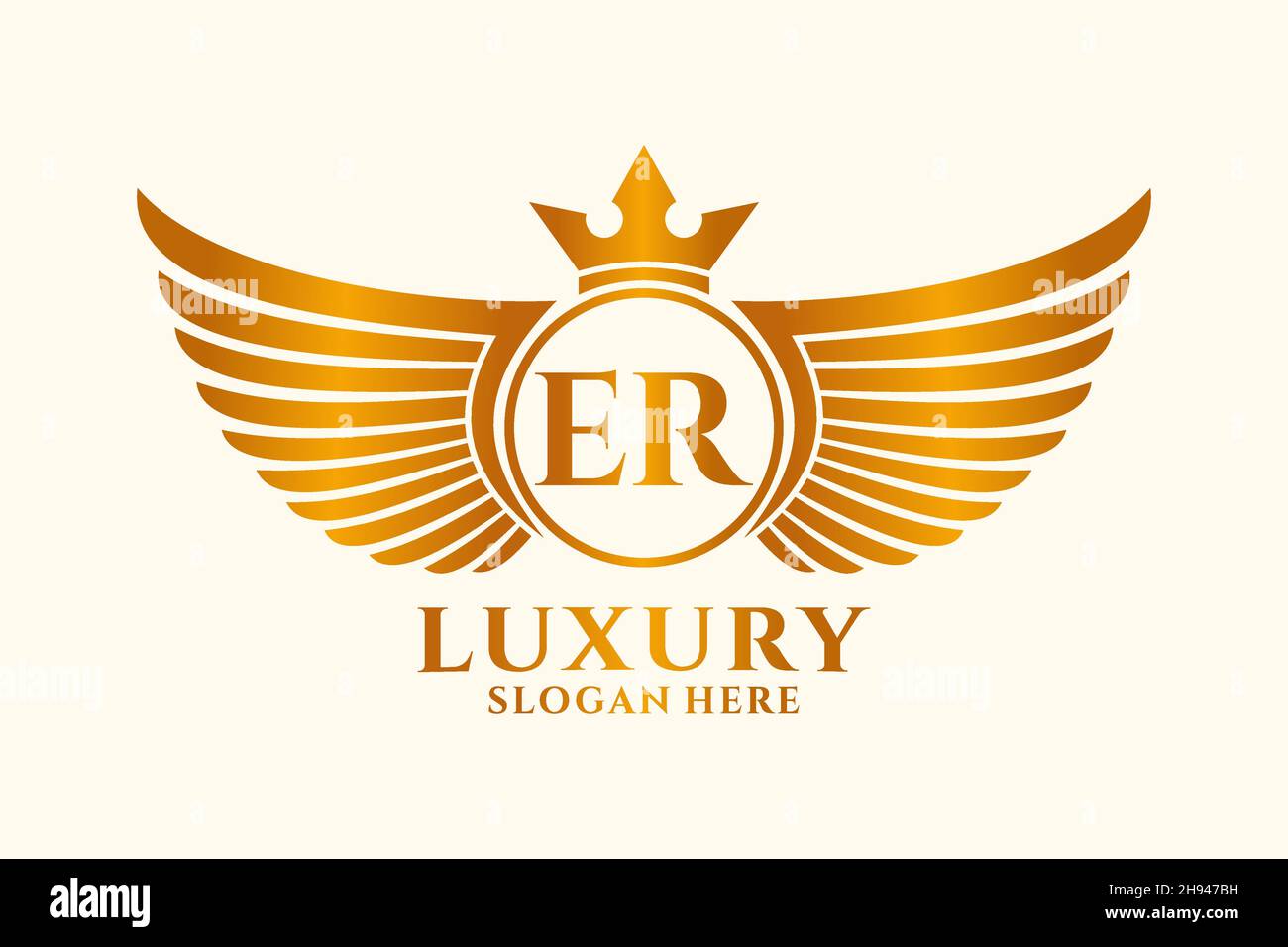 Luxury royal wing Letter ER crest Gold color Logo vector, Victory logo ...