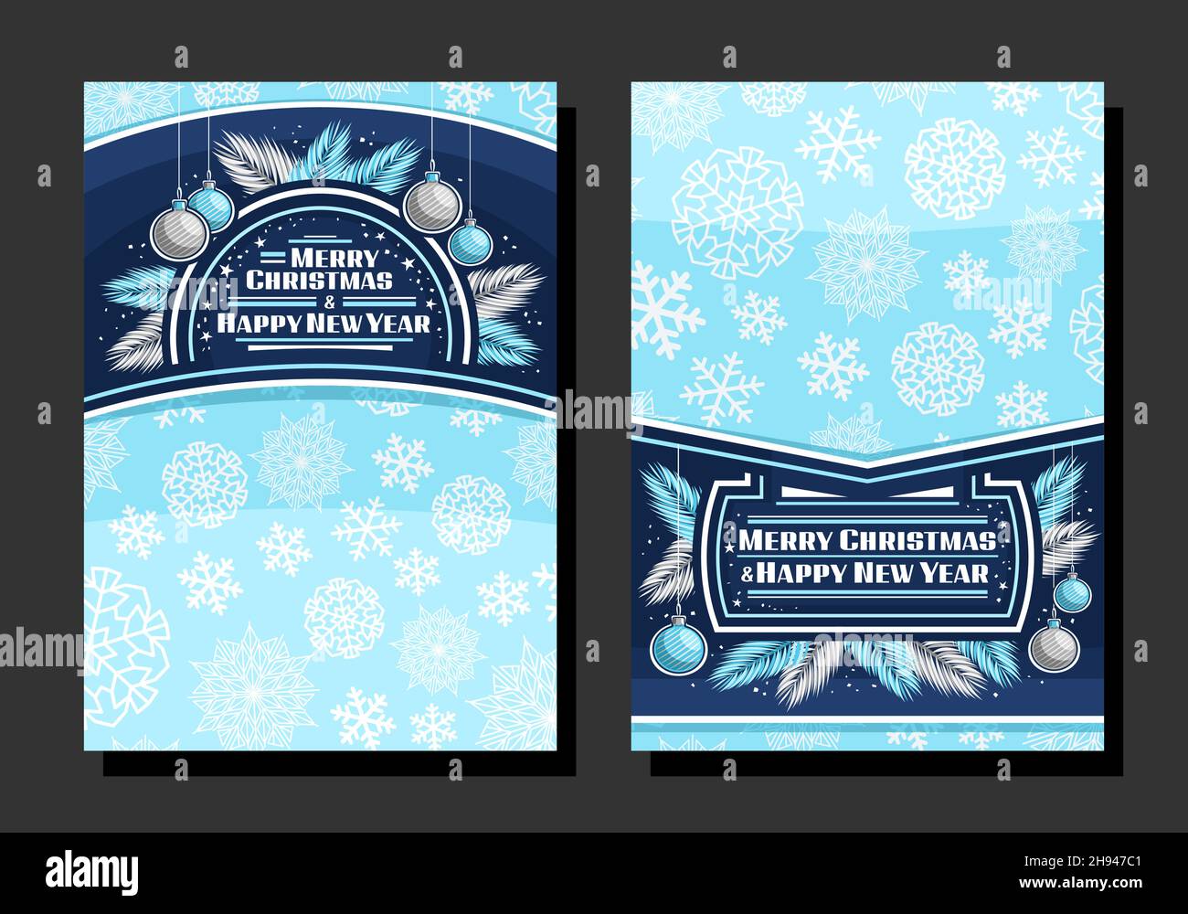 Vector flyers for Christmas and New Year with copy space, 2 placards ...