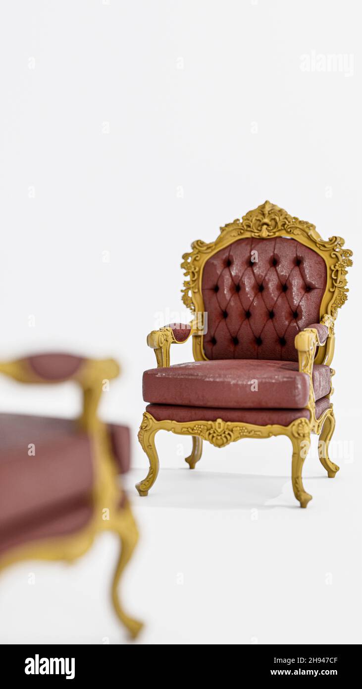regal chair isolated on white background 3d illustration Stock Photo ...