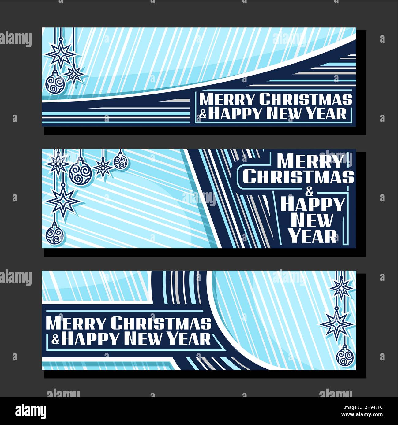 Vector set for Christmas and New Year with copy space, 3 web headers ...
