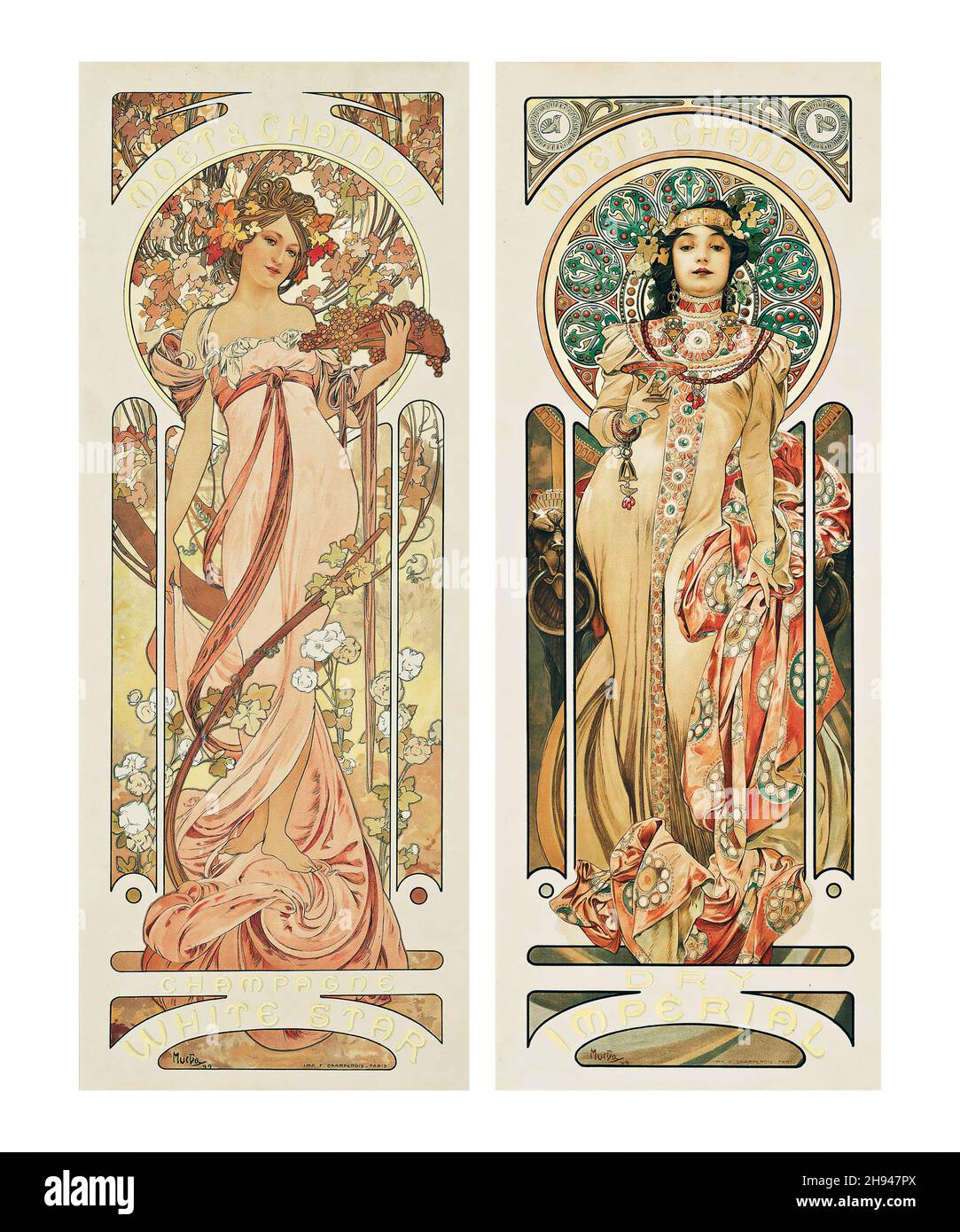 MOËT & CHANDON: WHITE STAR & DRY IMPÉRIAL by Alphonse Mucha (1860-1939 ...