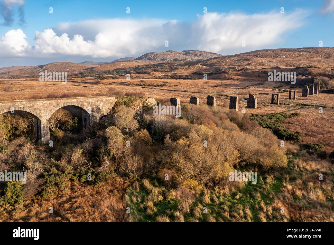 Aerial view of the Owencarrow Railway Viaduct by Creeslough in County ...