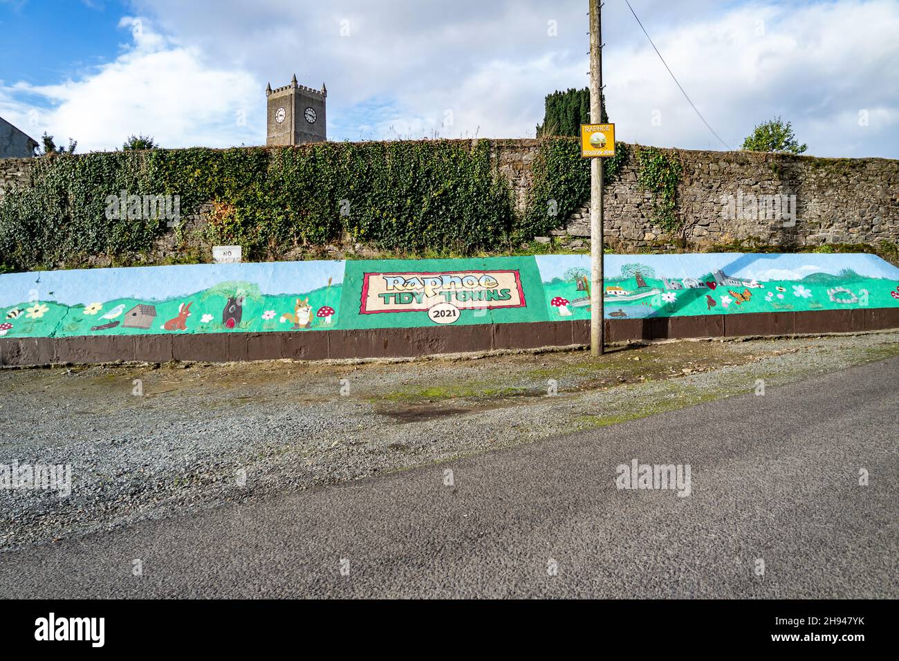 RAPHOE, IRELAND - OCTOBER 11 2021 : Sign marking the Raphoe Tidy Towns ...