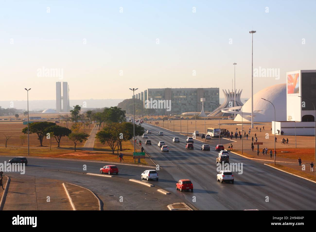 Brasilia S1 Parliament, Cathedral and National Museum view Stock Photo ...