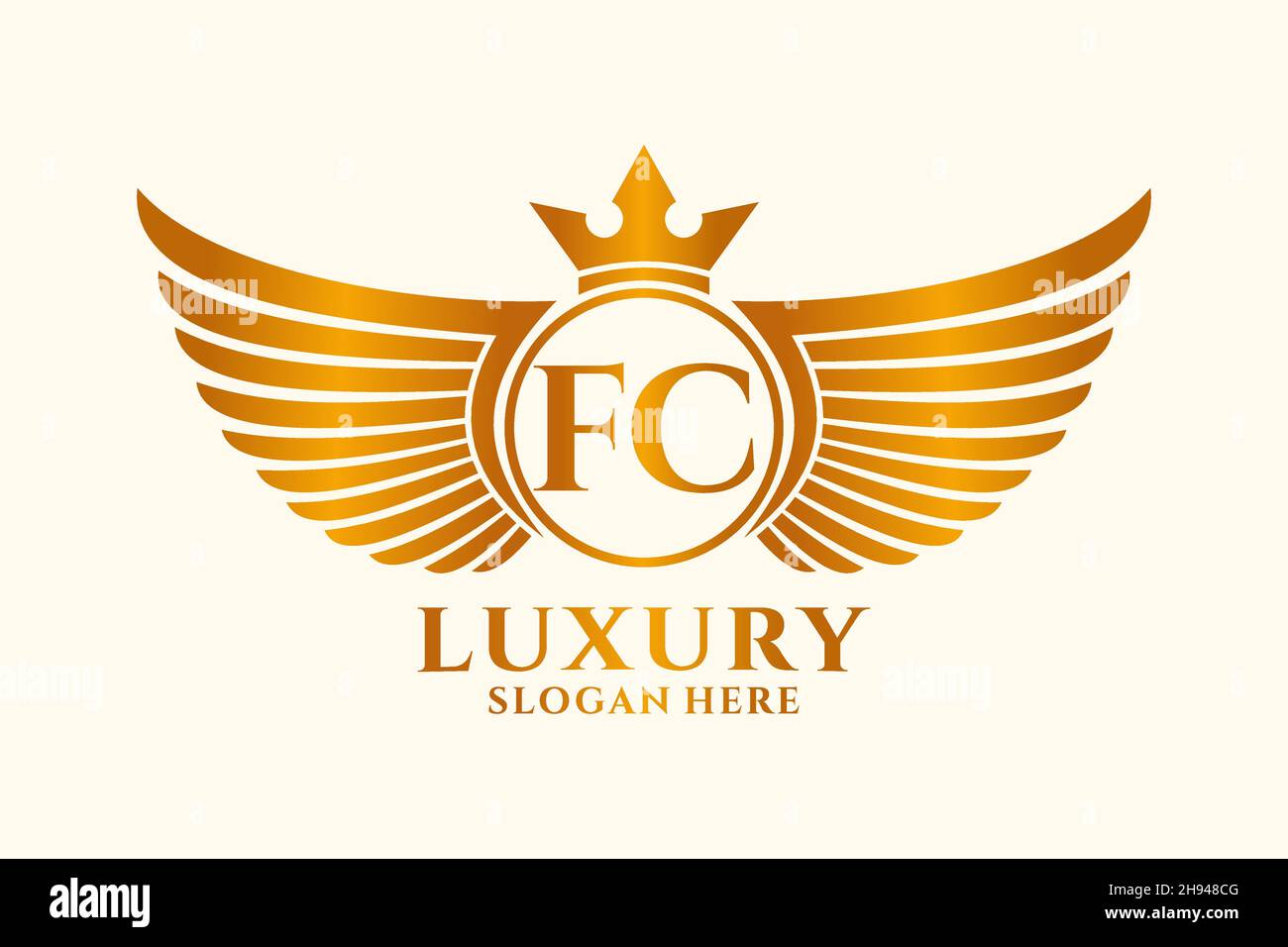 Luxury royal wing Letter FC crest Gold color Logo vector, Victory logo ...