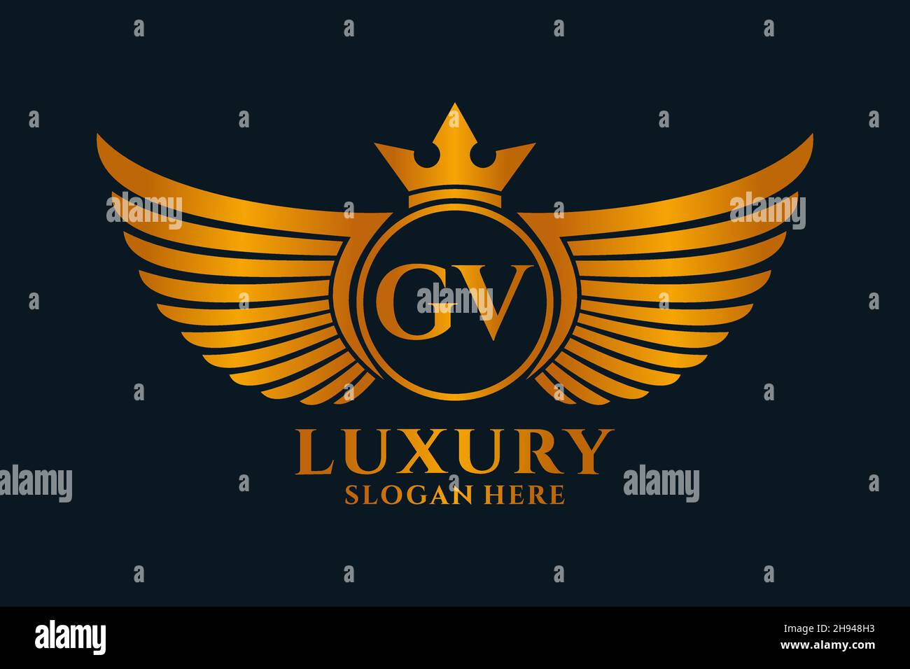 Luxury royal wing Letter GV crest Gold color Logo vector, Victory logo ...