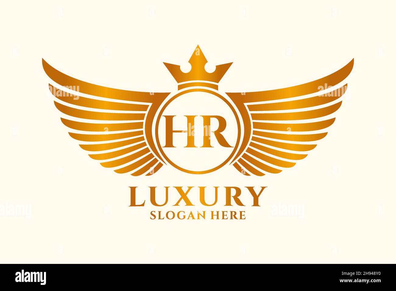 Luxury royal wing Letter HR crest Gold color Logo vector, Victory logo ...