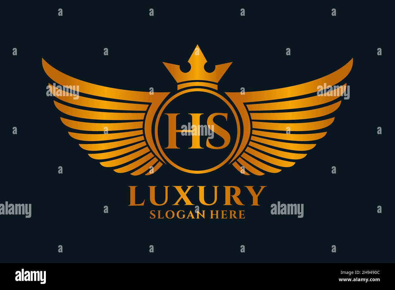 Luxury royal wing Letter HS crest Gold color Logo vector, Victory logo ...