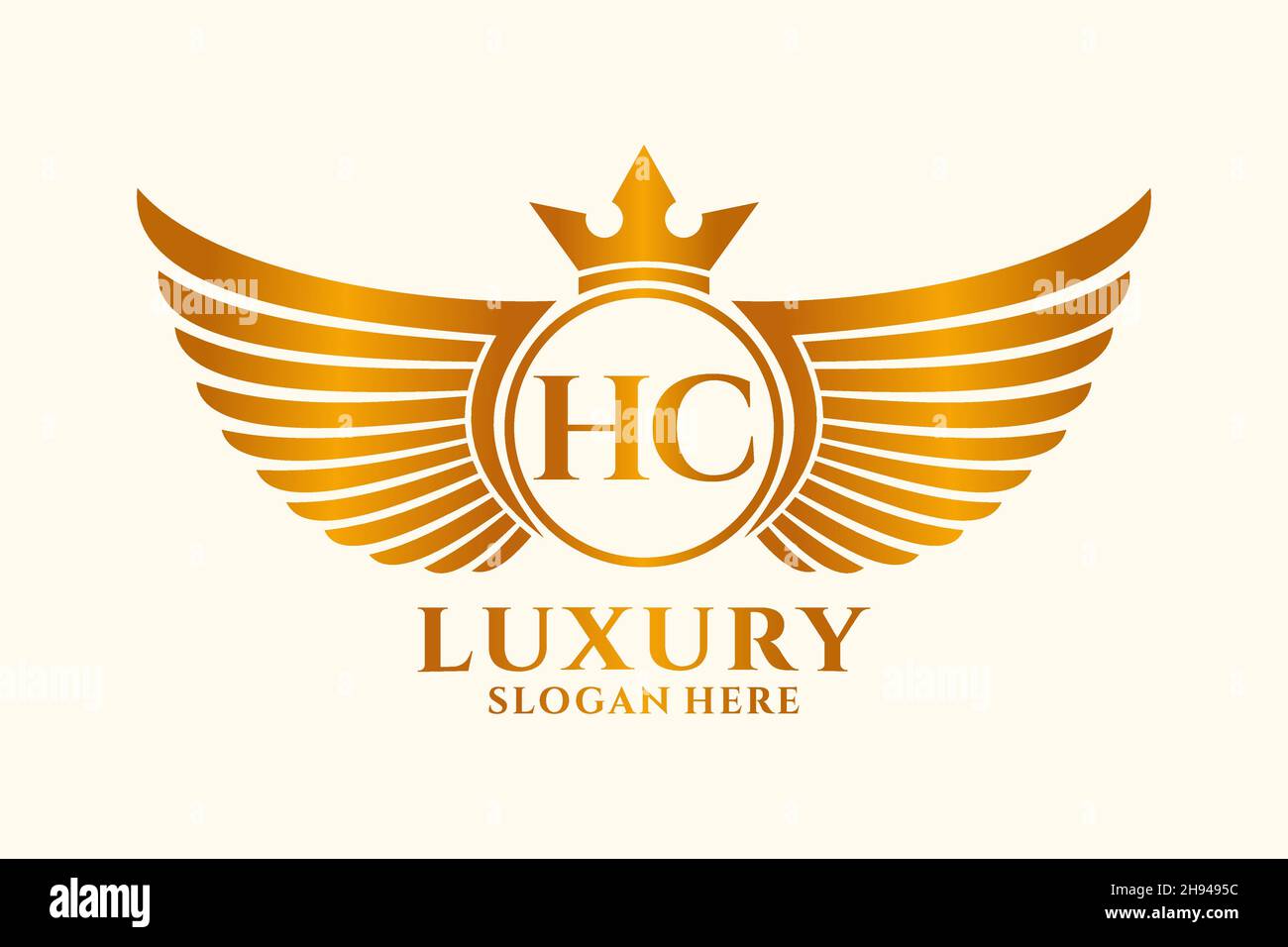 Luxury royal wing Letter HC crest Gold color Logo vector, Victory logo ...