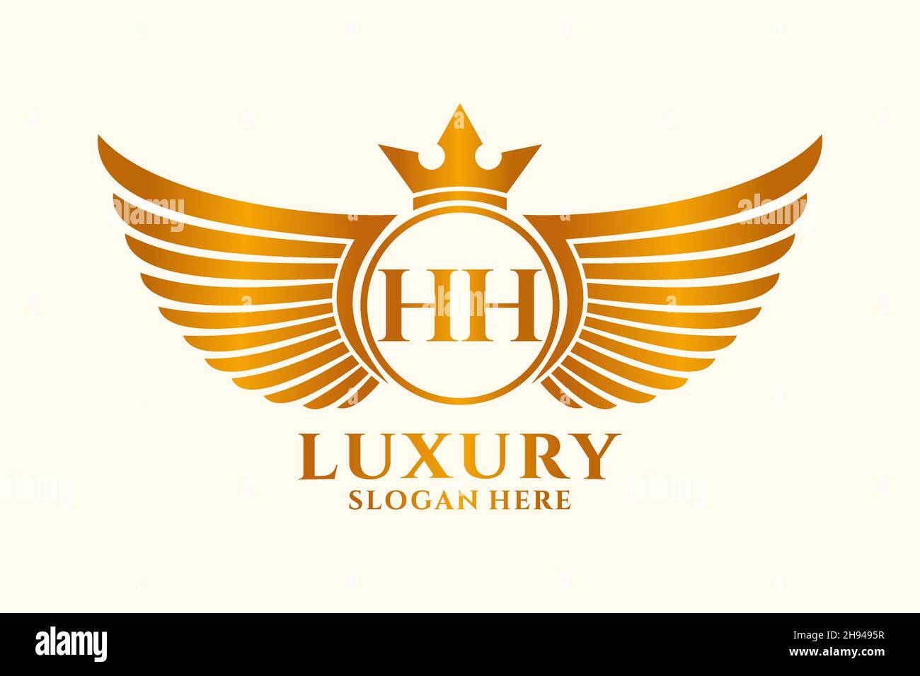 Luxury royal wing Letter HH crest Gold color Logo vector, Victory logo ...