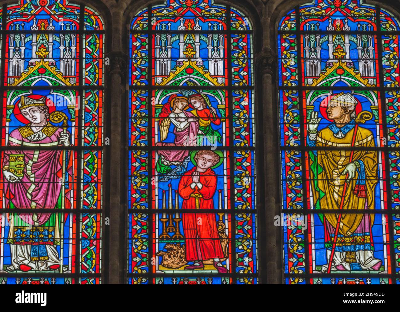 Colorful Bishops Angels Stained Glass Basilica Bayeux Cathedral Our ...
