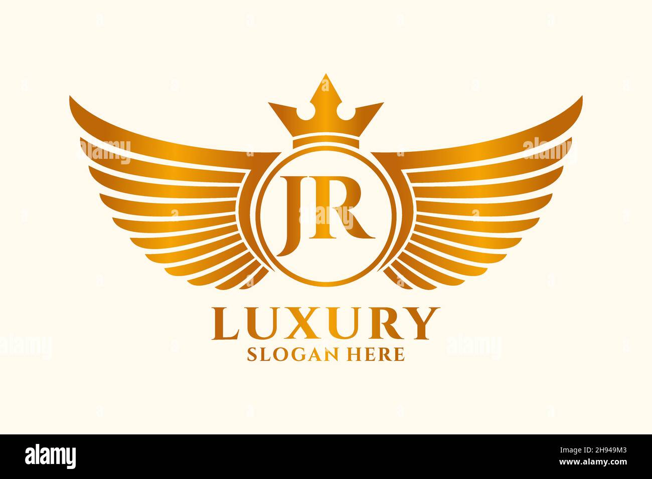 Luxury royal wing Letter JR crest Gold color Logo vector, Victory logo ...