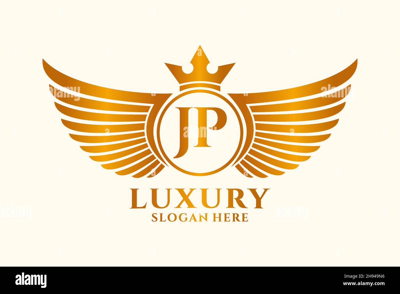 Luxury royal wing Letter JP crest Gold color Logo vector, Victory logo ...