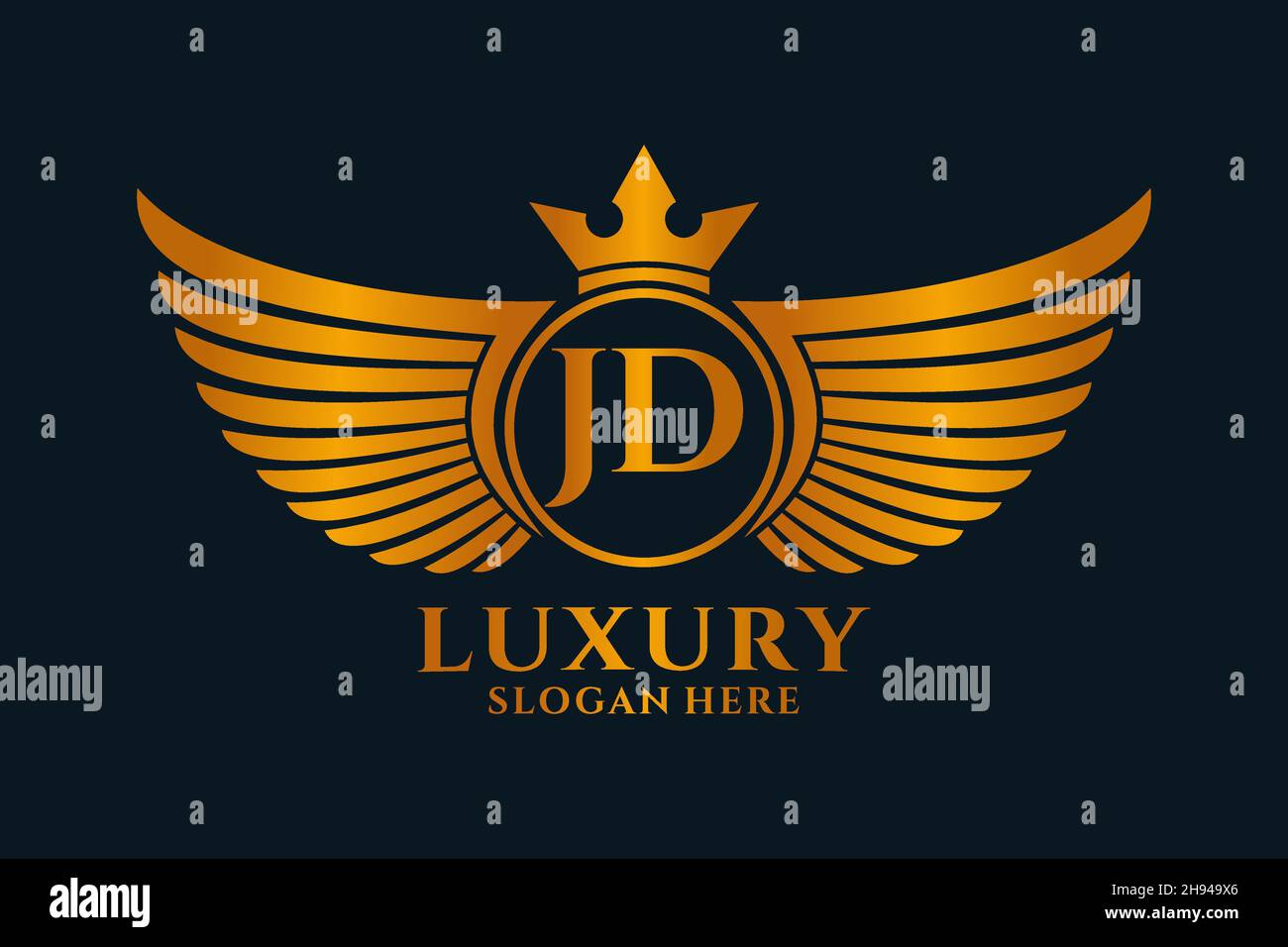 Luxury royal wing Letter JD crest Gold color Logo vector, Victory logo ...