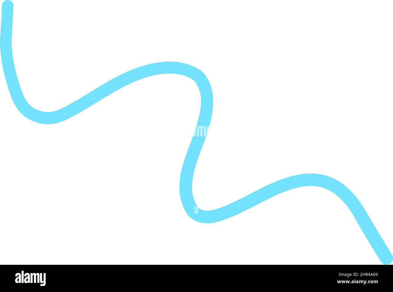 blue wave, curved doodle line. vector illustration decoration Stock ...