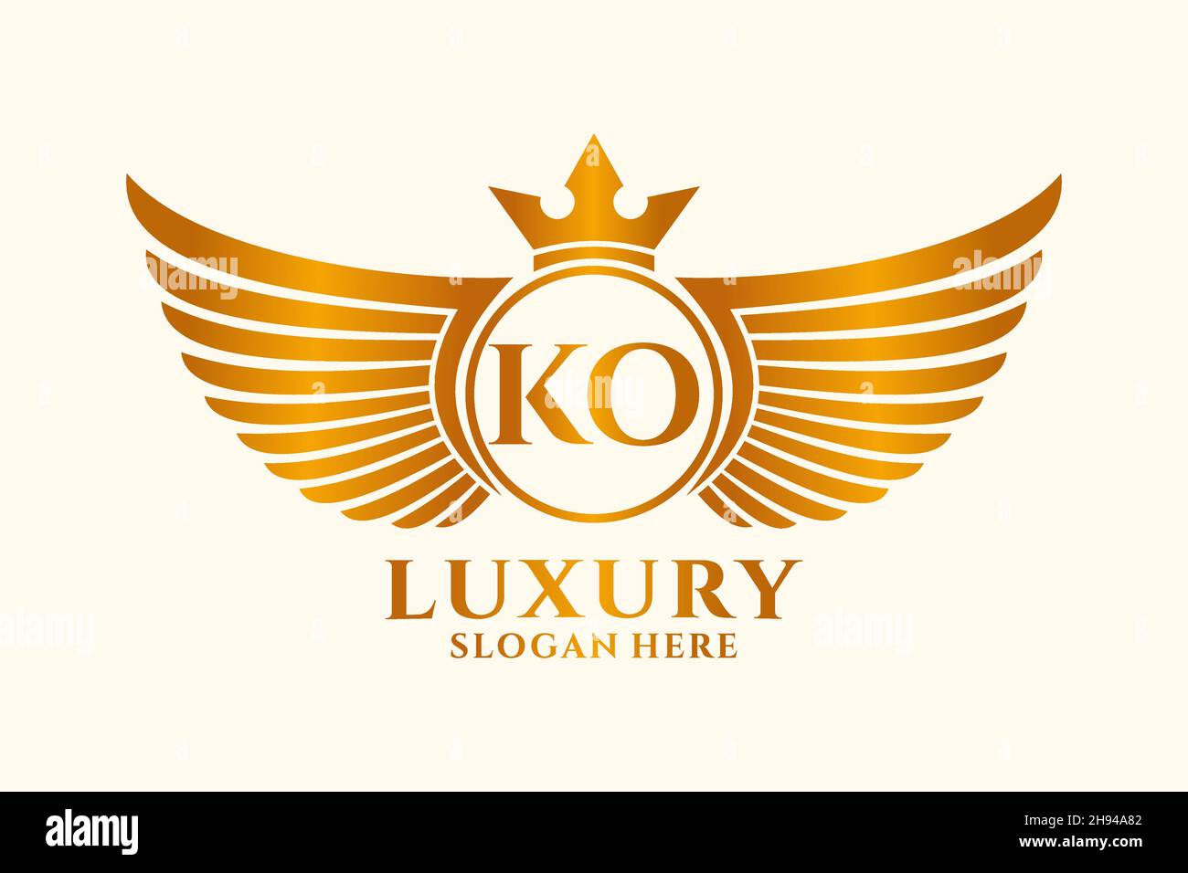 Luxury royal wing Letter KO crest Gold color Logo vector, Victory logo ...