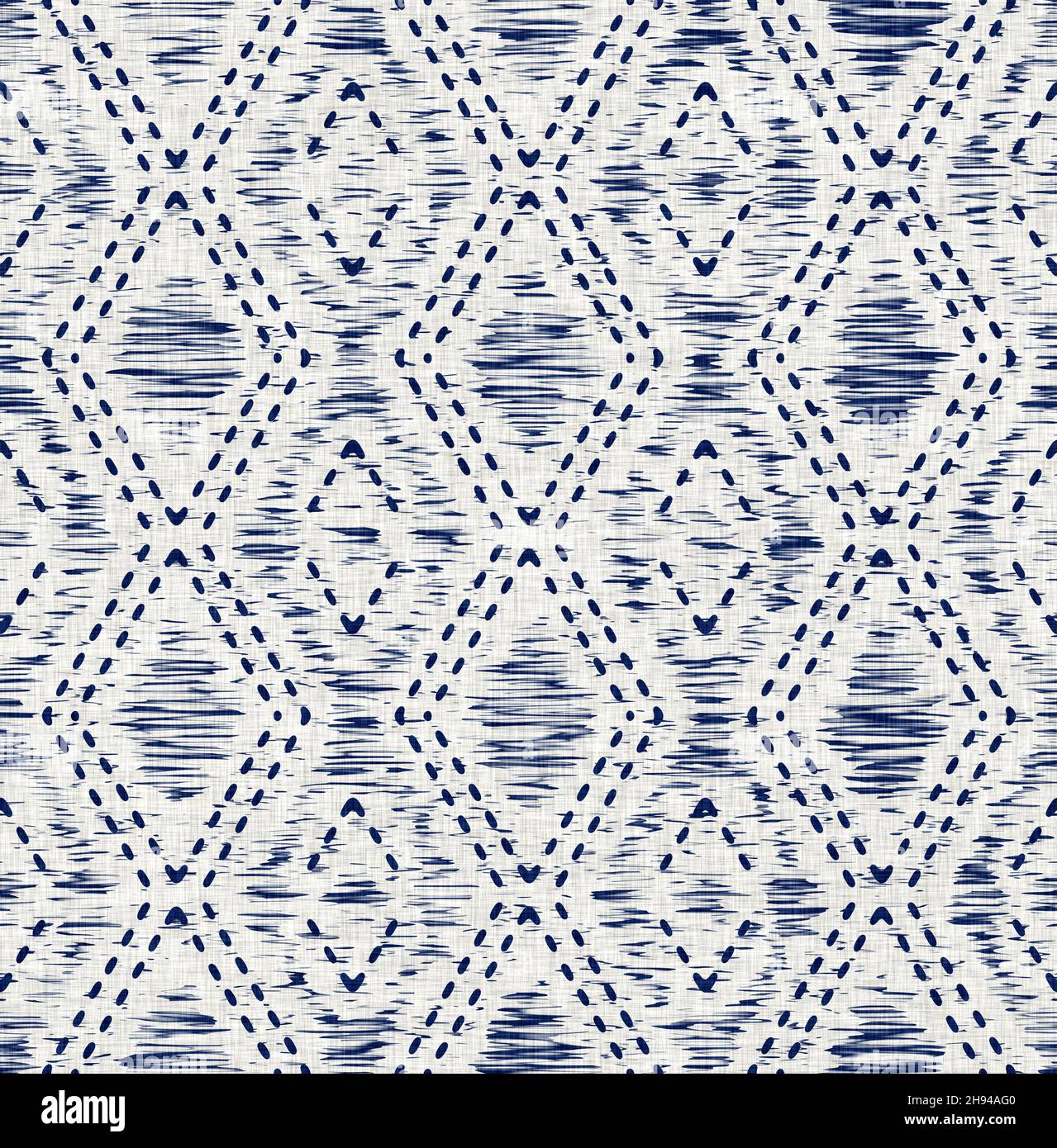Indigo dyed fabric geo shape pattern texture. Seamless textile fashion ...