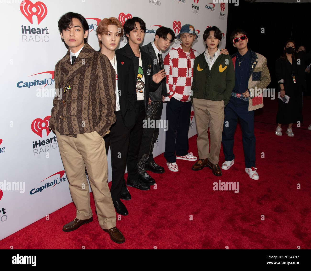 04 December 2021 - Los Angeles, California - (L-R) V, Suga, Jin ...