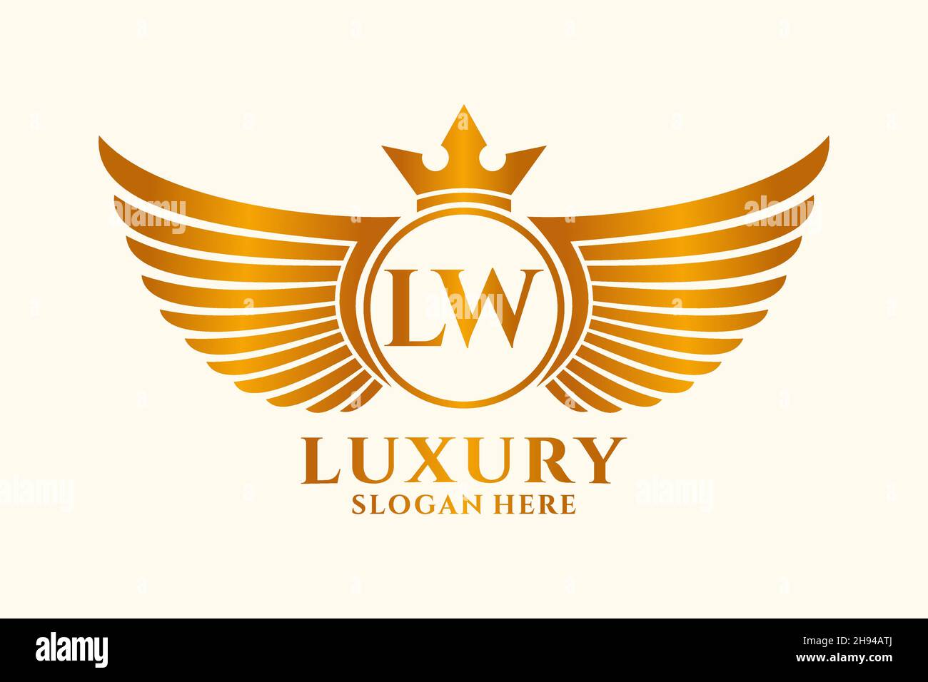 Luxury royal wing Letter LW crest Gold color Logo vector, Victory logo ...