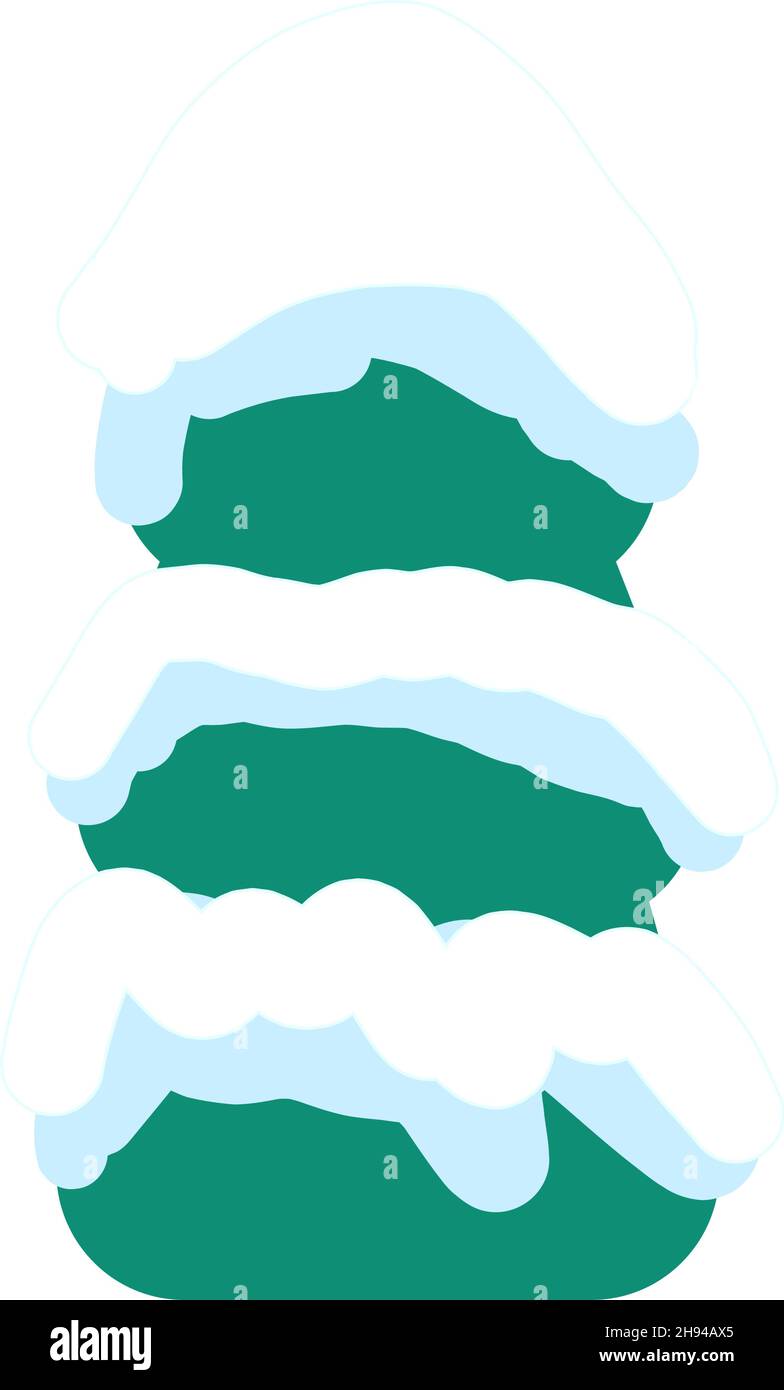 tree covered with snow cartoon style flat vector illustration clipart ...