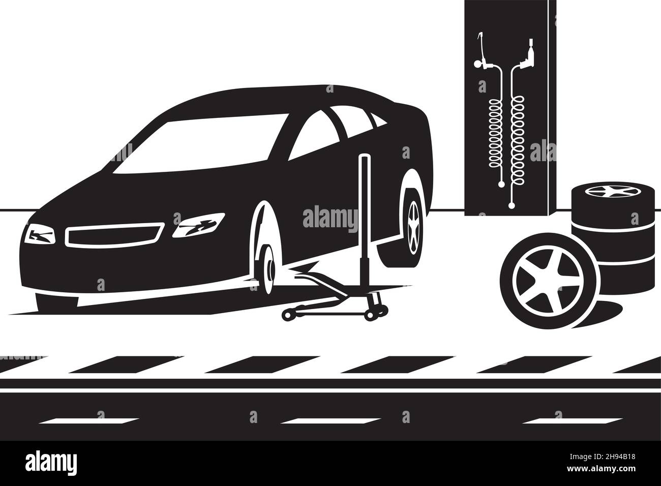 Car tire change service – vector illustration Stock Vector Image & Art ...