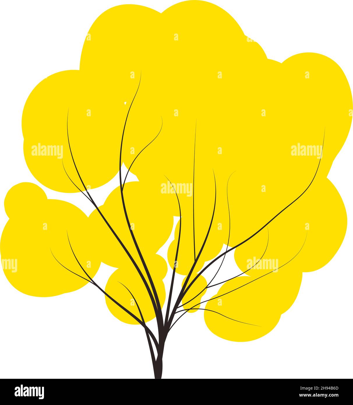 red autumn tree doodles vector any season winter, spring, summen and ...