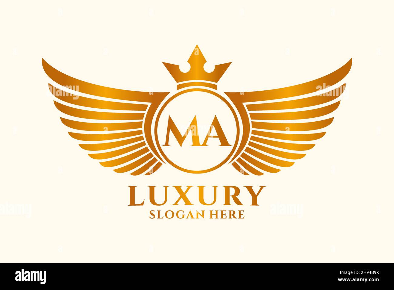 Luxury royal wing Letter MA crest Gold color Logo vector, Victory logo ...
